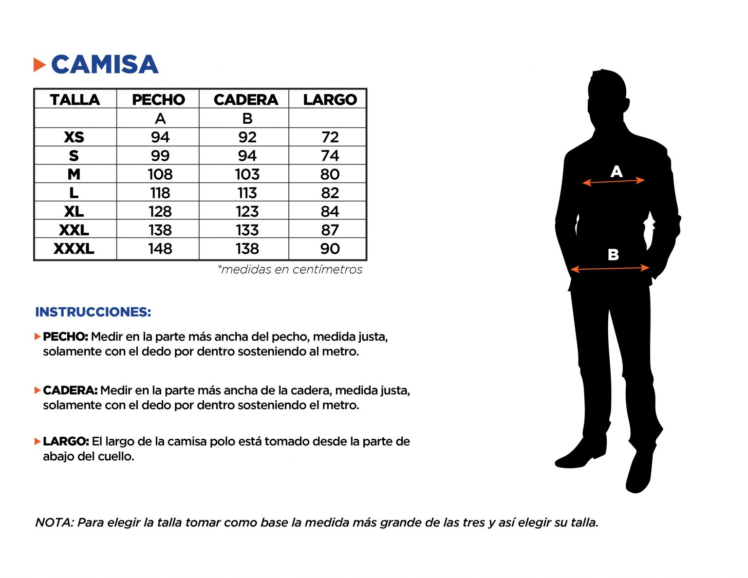 Guía de tallas - Uniformes de Guatemala